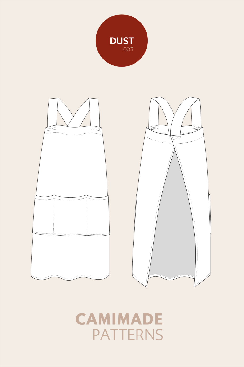 Cross-back apron pattern - DUST - CAMIMADE