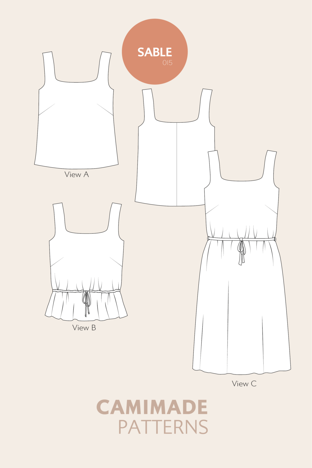 Simple and romantic camisole / dress pattern - SABLE - CAMIMADE